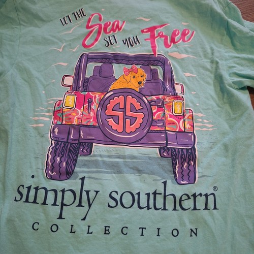 Simply Southern Shirt Women S Aqua Golden Labrador Let The Sea Set You ...