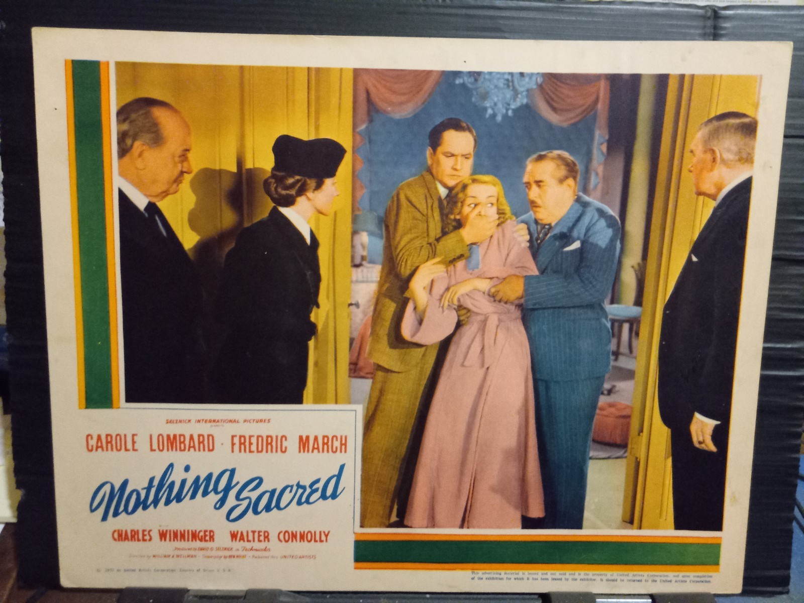 Lobby Card 1937 NOTHING SACRED Carole Lombard mouth covered Frederic ...