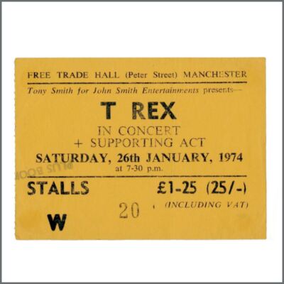 T Rex 1974 Free Trade Hall Manchester Concert Ticket Stub (UK) | eBay UK