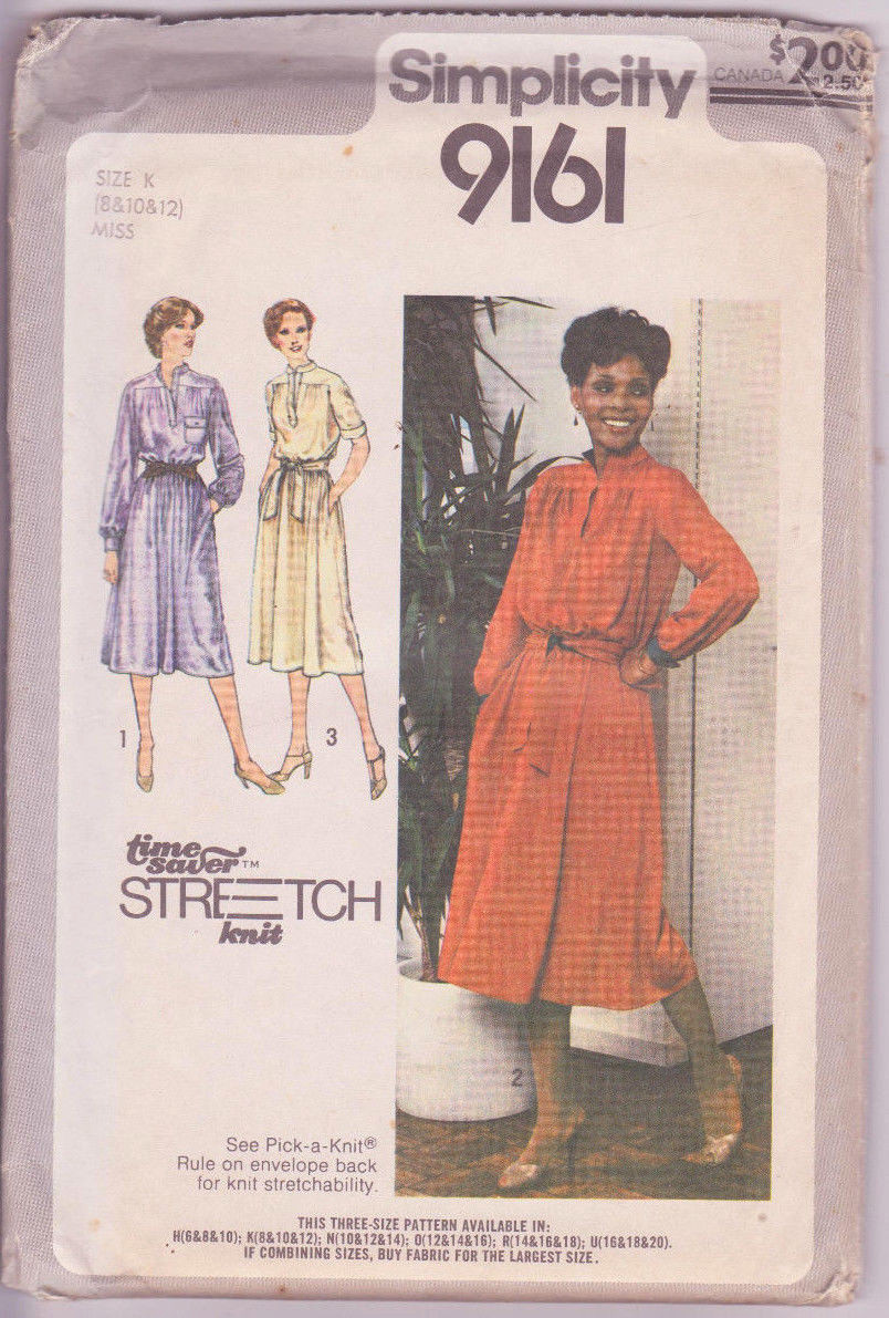 9161 SIMPLICITY - Pullover DRESS & SASH for Knits - Sz 8/10/12 B 31.5 ...