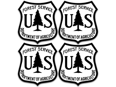 1.5 inch 4-Pack WHITE US Forest Service Shield Sticker (decal hike ...