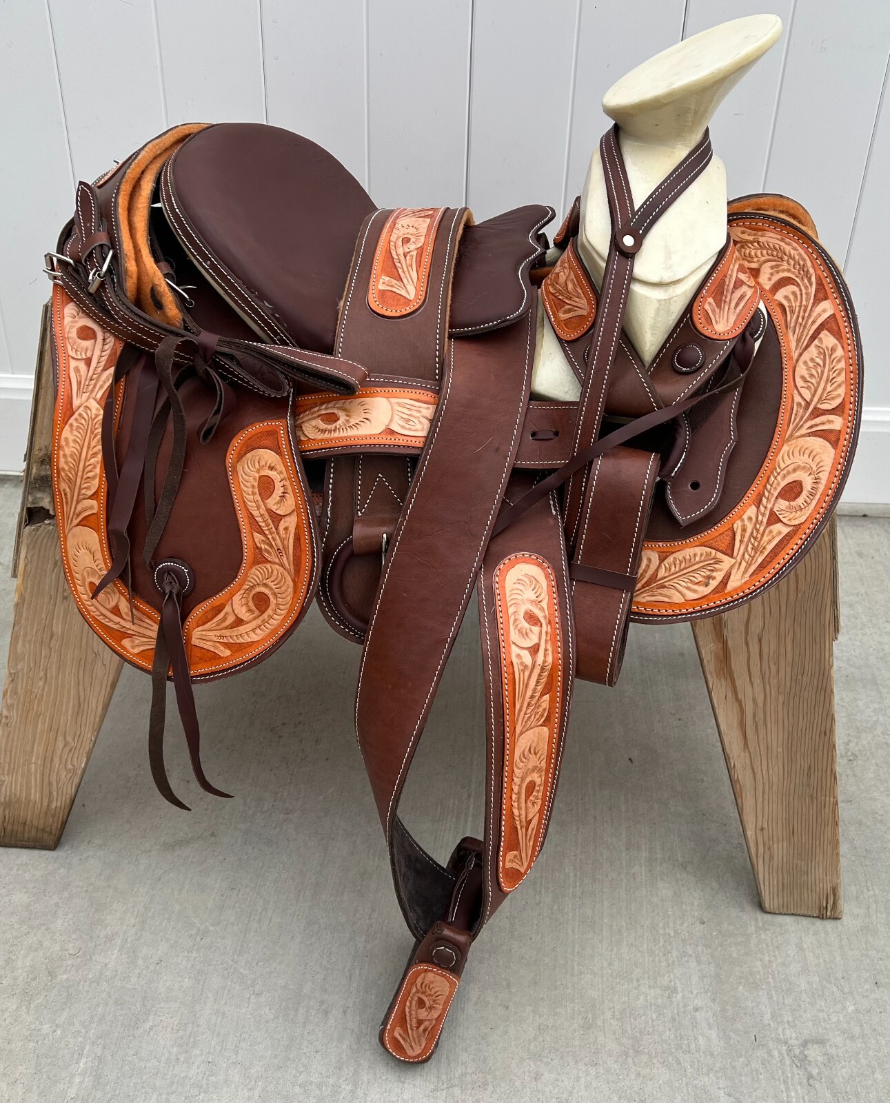 15" BROWN MEXICAN CHARRO SADDLE MONTURA CHARRA PARA CABALLO Horse ...