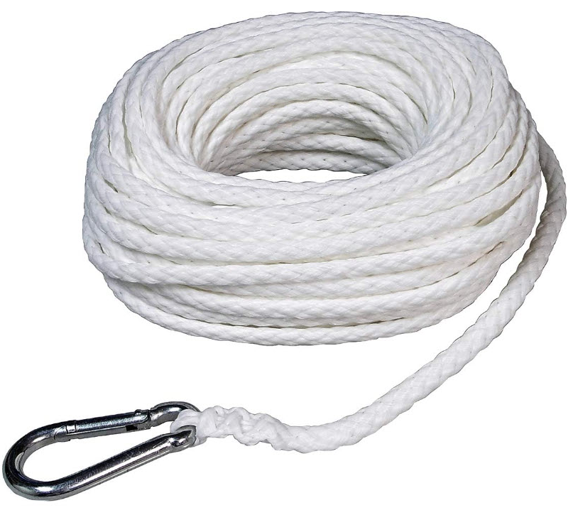 Boat Rope Towing Line Hollow Braid Anchor Dock Tie down Marine Hook 1/4 ...