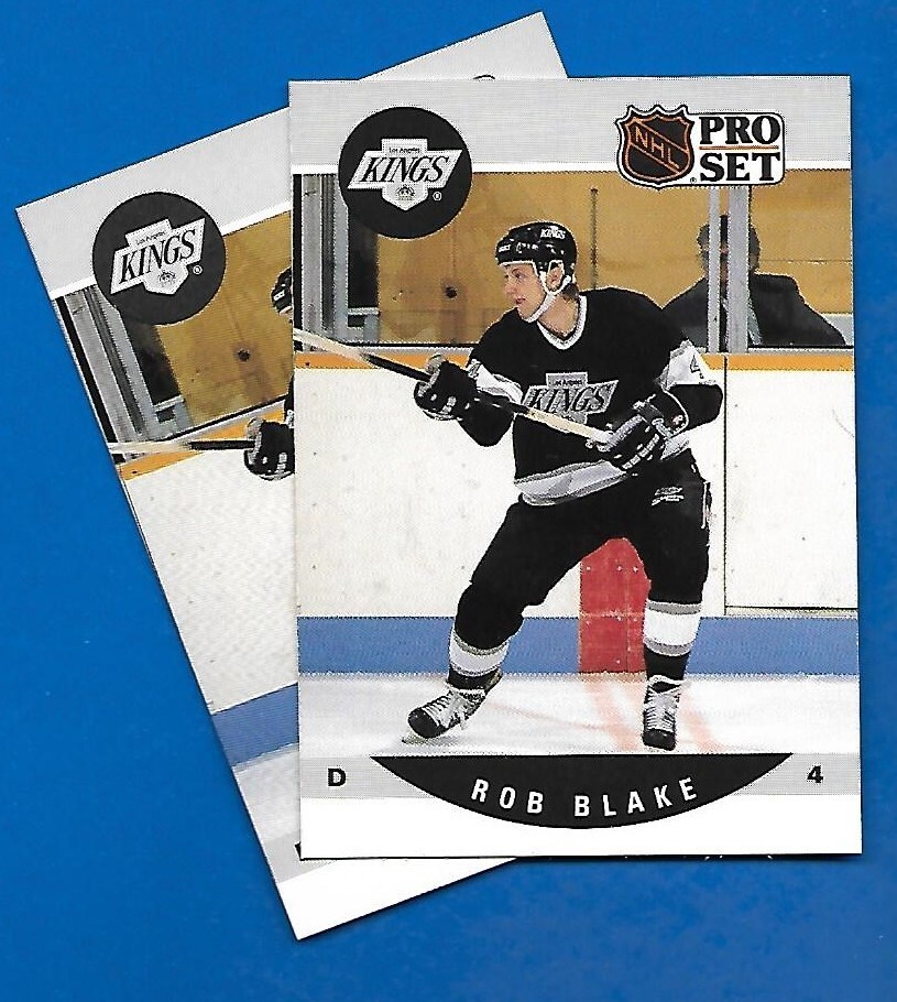 #611 ROB BLAKE RC ERROR SHIFTED STATS + CORRECTED 1990-91 PRO SET KINGS ...
