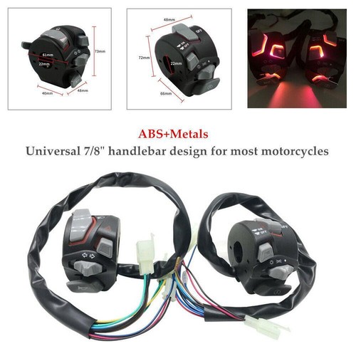 Pair Refit Motorbike Handle Bar Switch Control Button &Wiring Harness ...