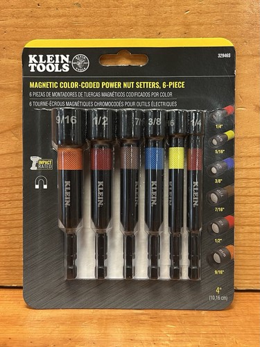 Klein Tools 32946S 4 Inch 6 Piece Color Coded Magnetic Power Nut Setter ...