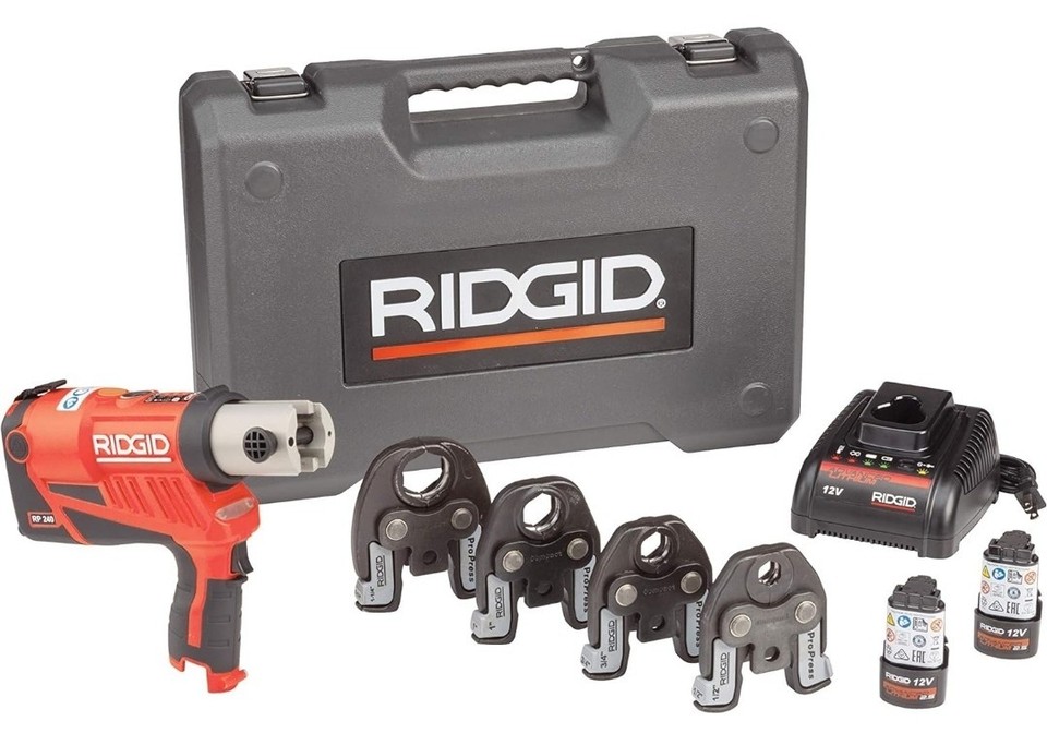 Rigid RP240 Compression Tool Brand New NEVER USED 2 Batteries, 4 Die ...