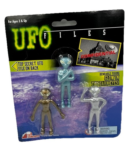 RARE Vintage UFO Files Alien Bendy Action Figures Toy Concepts GLOW IN ...