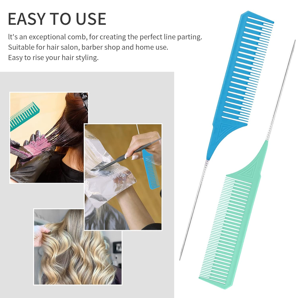 3 Sizes Highlighting Comb Set With Pastel Alligator Clips, Weaving ...