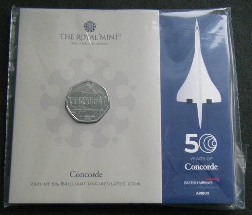 2026 50 Years of Concorde 50p Fifty Pence Coin BU Royal Mint Pack - in ...