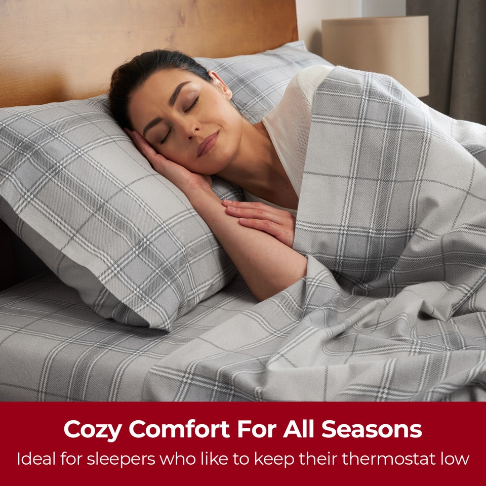 Mellanni Heavy Flannel Sheet Set 180GSM, Deep Pocket 100% Cotton Sheets ...