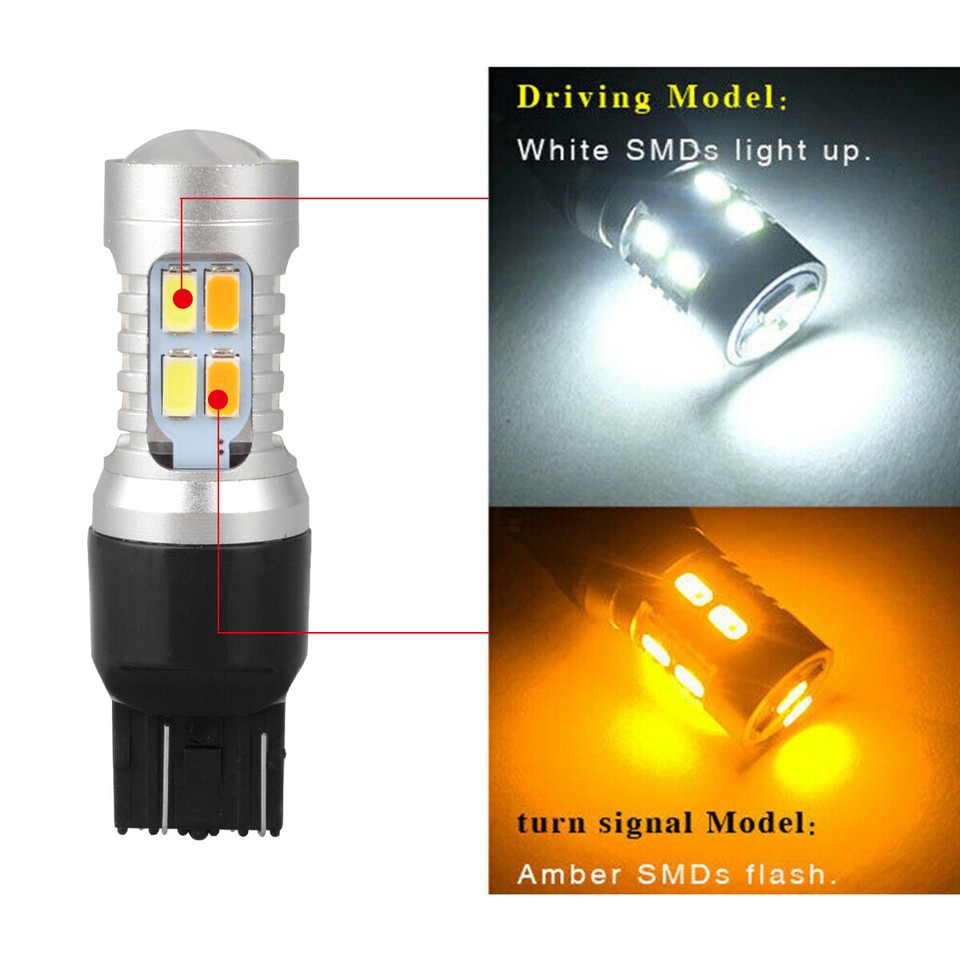 4X 7440 7443 7444 LED White/Amber Switchback Turn Signal Light DRL ...