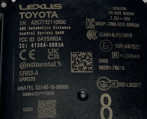 Toyota Lexus NX Radar Sensor Blind Spot Sensor 882B1-78010 from Japan ...