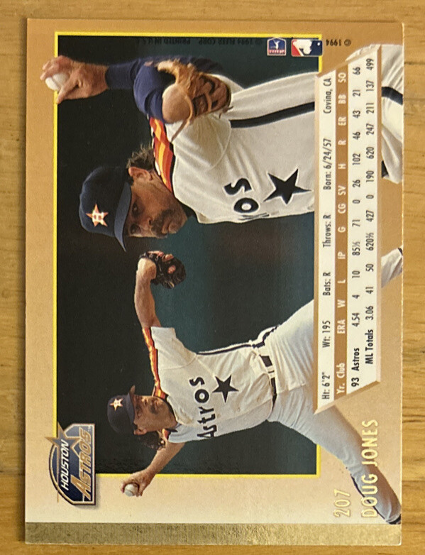 1994 Fleer Ultra Doug Jones Card #207 Astros Pitcher Worn Edges ...
