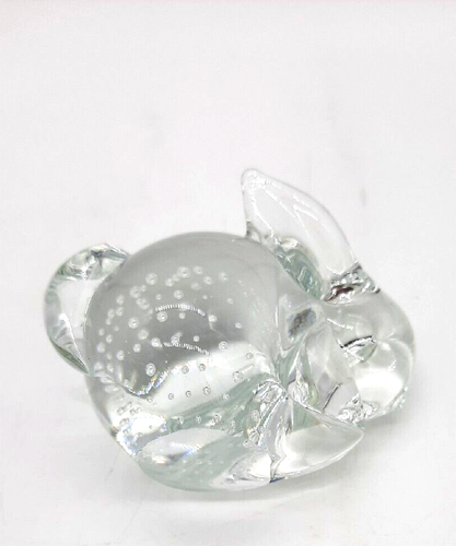 Vintage 3.5" Art Glass Bunny Controlled Bubbles Bullicante Paperweight ...