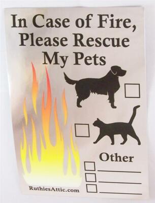In Case of Fire Rescue My Pets Sticker | eBay