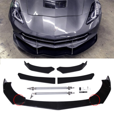 For Chevrolet Corvette C7 Front Bumper Lip Spoiler Splitter + Silver ...