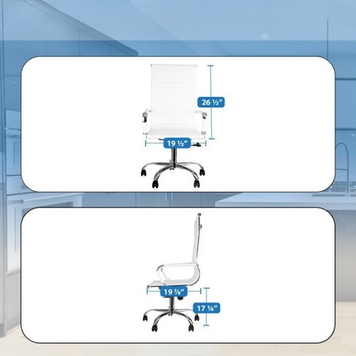 Ergonomic White Ribbed PU Leather High Back Executive Computer Desk ...