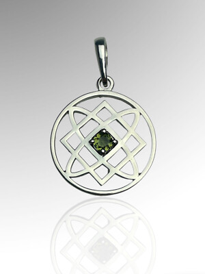 5gr MOLDAVITE "Lada star" faceted sterling silver.925 rhodium pendant # ...