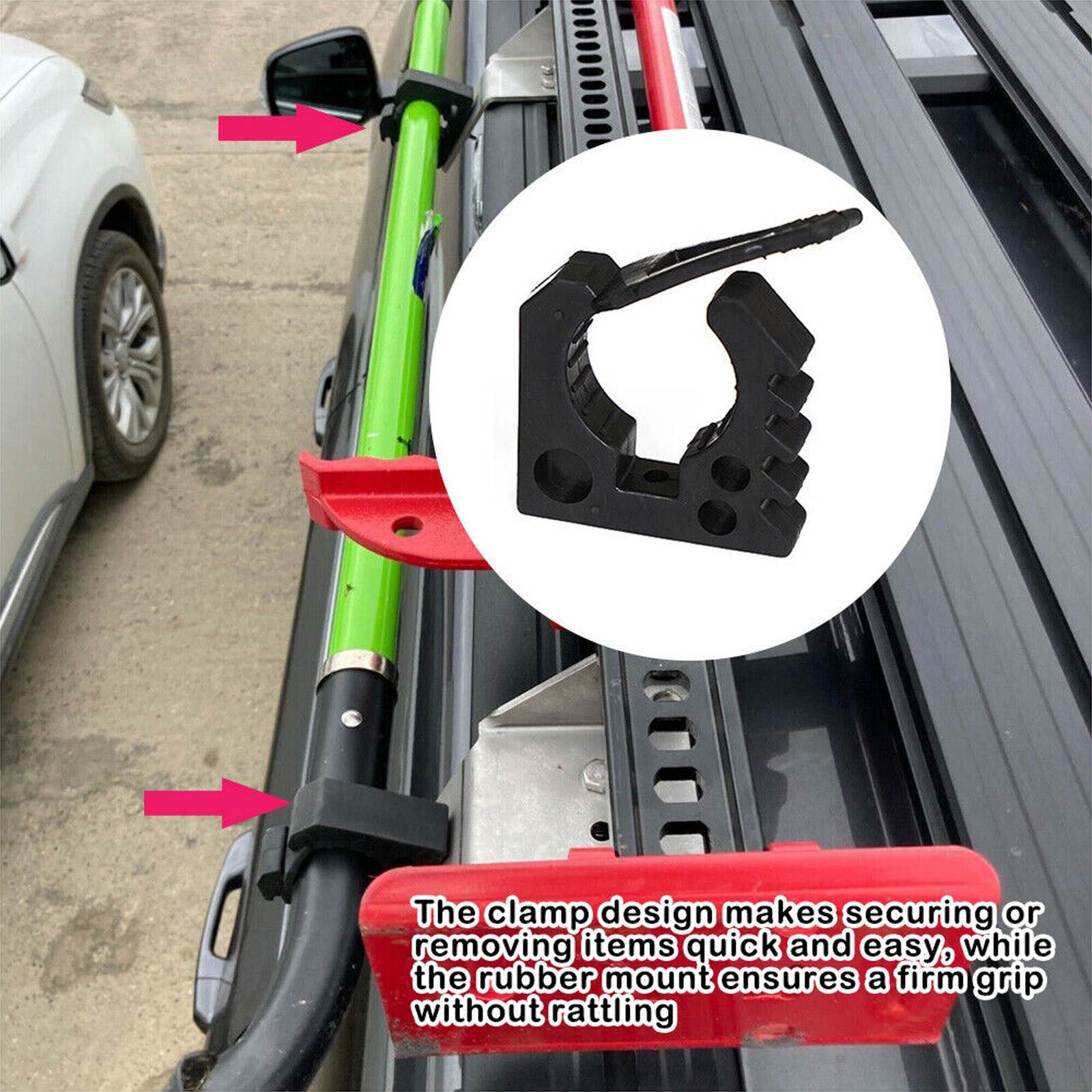 1/2/4X Rubber Clamps 25-45mm Shovel Axe Holder Retainer Fixing Car ...