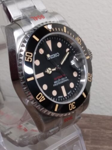 Seiko Custom Built Mod Milsub Pumpkin Dial Automatic 40mm Watch ...