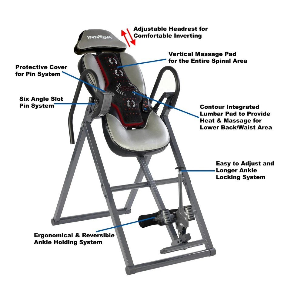 INNOVA INVERSION TABLE with Spine & Lumbar Advanced Heat and Massage ...