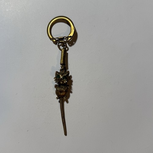 Brass Cat W/Glass Eyes VTG Keychain Key Fob c1970-80’s | eBay