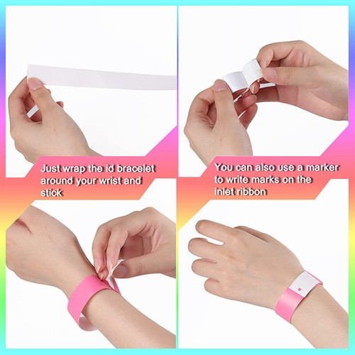 100pcs Party Paper Bracelet Synthetic Paper Wristbands Sticky Print ...