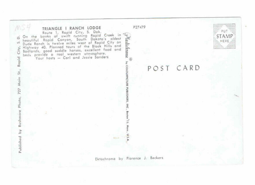 Triangle Ranch Lodge Route 1 Rapid City Creek Canyon #SD #Postcard | eBay