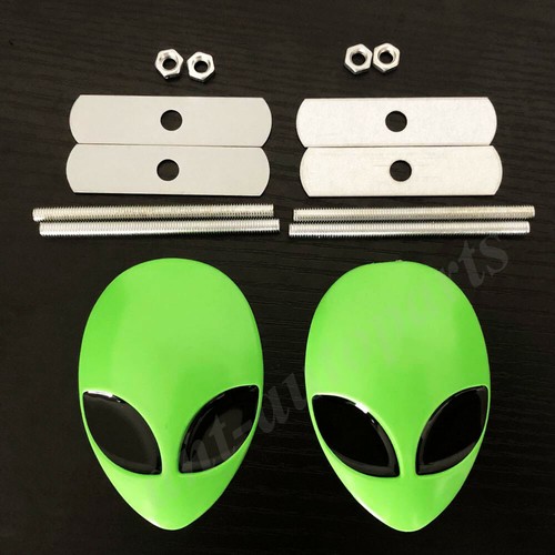 2x Big Green Metal Alienware Alien Head UFO Car Grile Emblem Badge ...