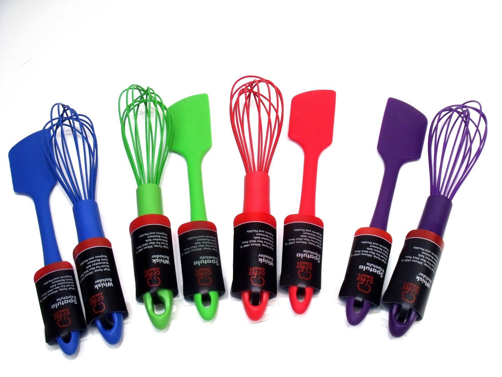 Premium Silicone Wire Whisk & Spatula Set Stain Resistant Dishwasher ...