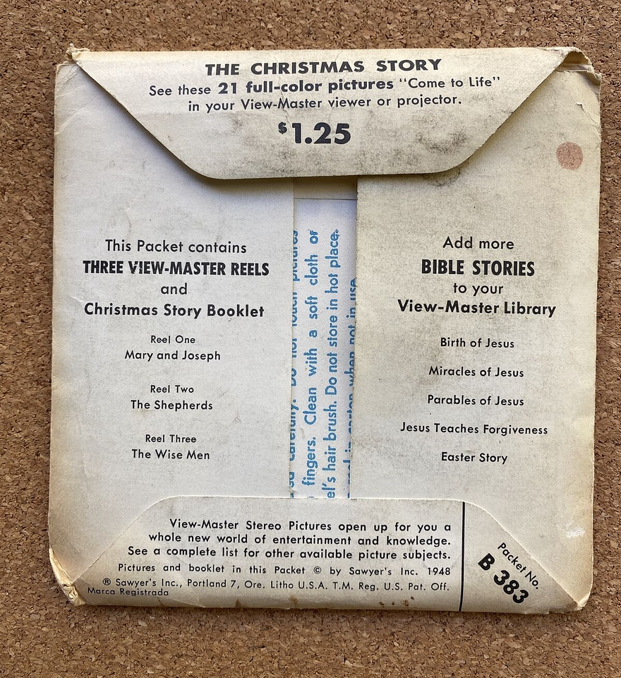 1948 View-Master The Christmas Story B383 3 Reel Set 21 Pictures w ...