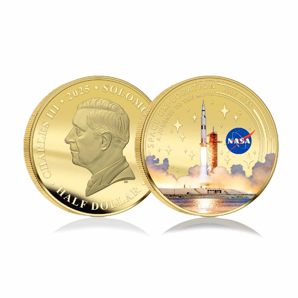 NASA Space Exploration Journey to the Moon Commemorative Gold Coin Box ...