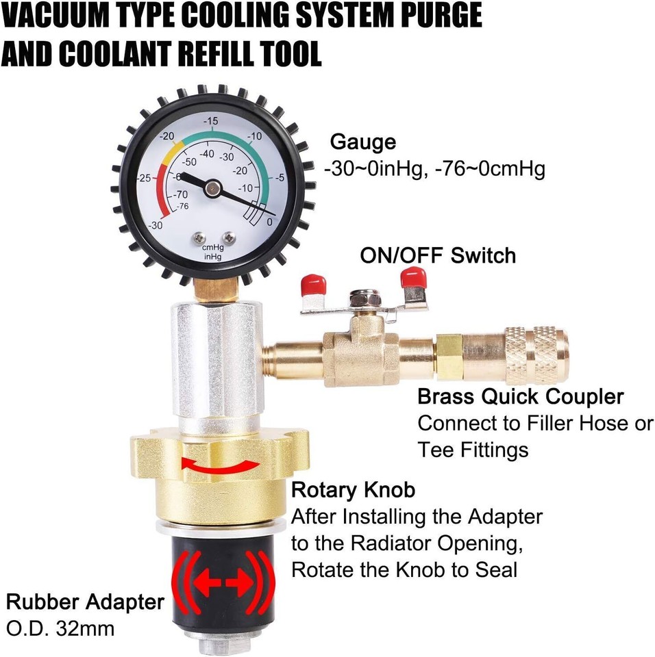 Auto Coolant Vacuum Kit Cooling System Vacuum Radiator Kit Refill ...