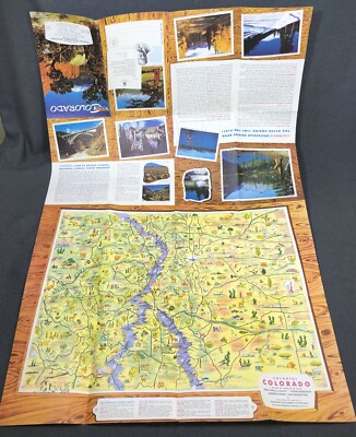 1949 Colorful Colorado State Highway Department Denver Travel Map ...