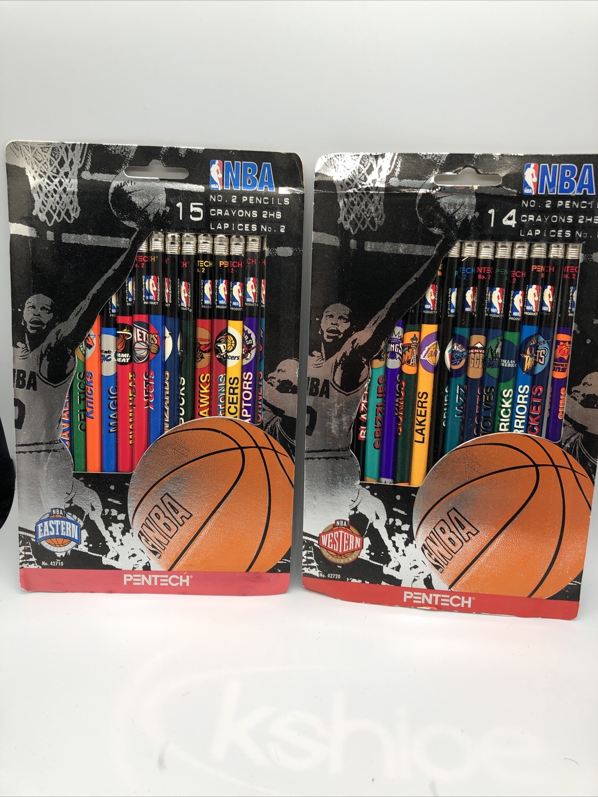 Lot of 2 Vintage NBA Pencil Set New Western & Eastern Conference 42720 ...