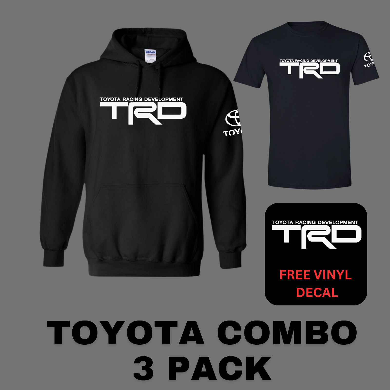 TOYOTA TRD COMBO Incudes a T-Shirt Hoody/Hoodie and Vinyl Decal. Tundra ...