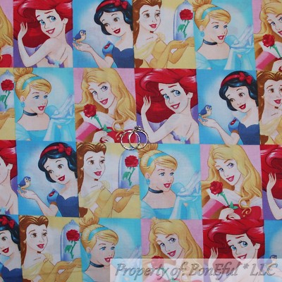 BonEful Fabric FQ Cotton Quilt Rainbow Disney Princess Girl Block ...