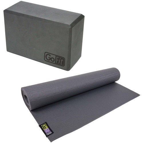 GoFit GF-YOGA-G Yoga Mat (Gray) & GF-YB-GY Yoga Block Household ...