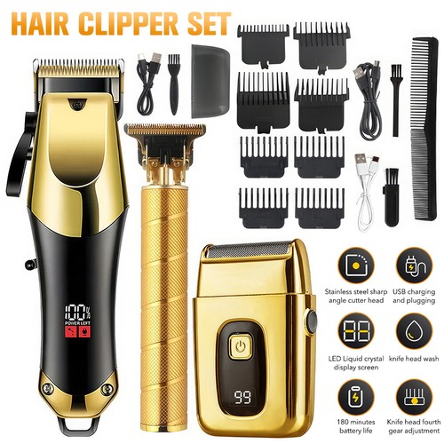 Cordless Professional Hair Clippers Trimmer Kit Men Cutting Machine ...