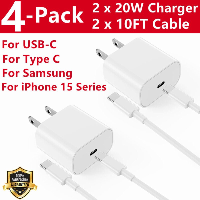 4 Pack Super Fast USB C Charger Universal Type C Cable Data SYNC for 16 ...