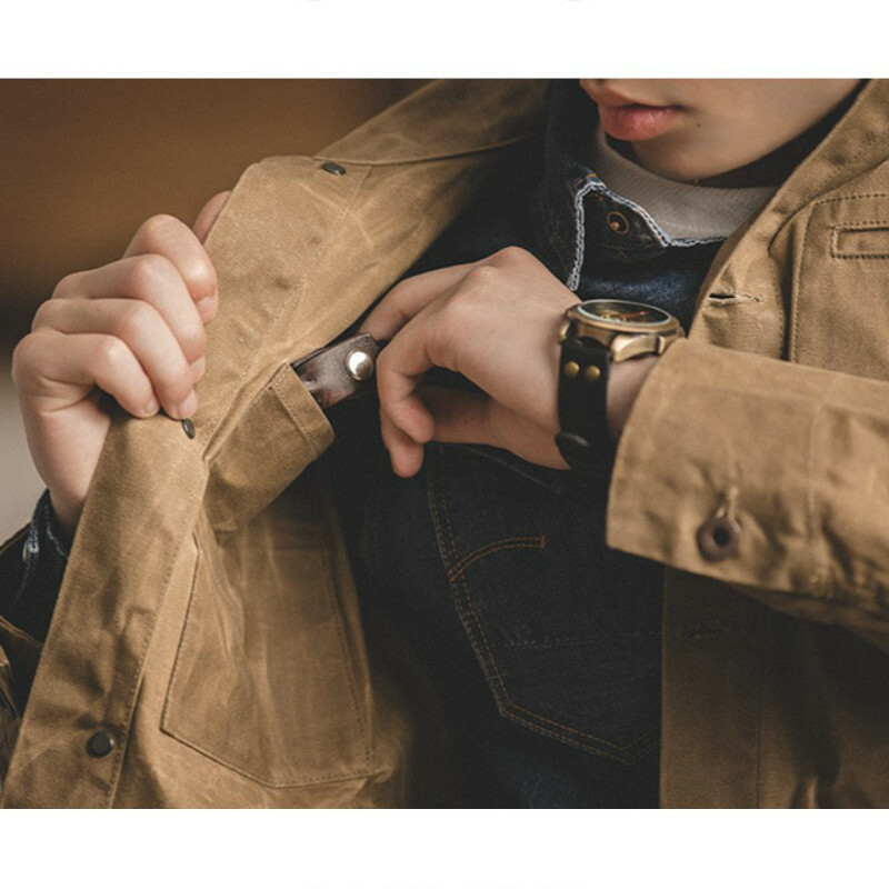 Mens Oil Wax Canvas Jacket Work Wear Wear-resistant Combat Japanese ...