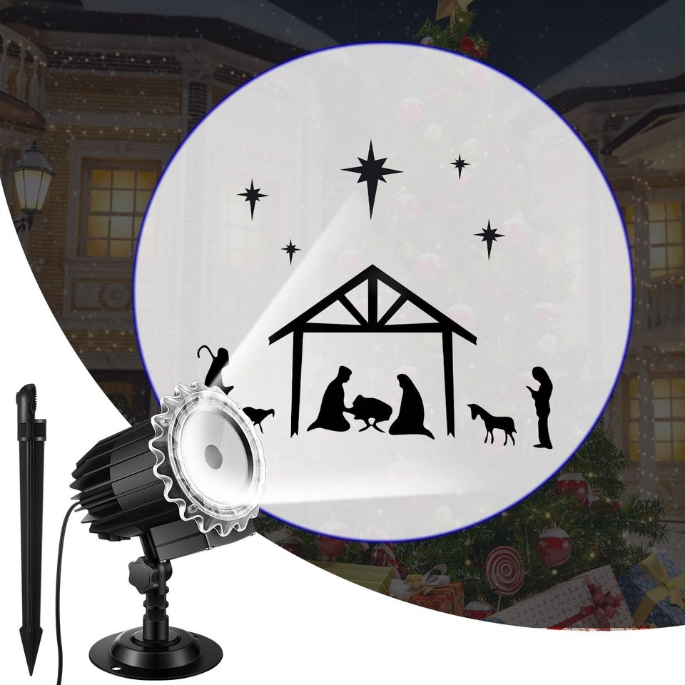 Tuanse Christmas Nativity Outdoor Projector Rotating Nativity Scene ...