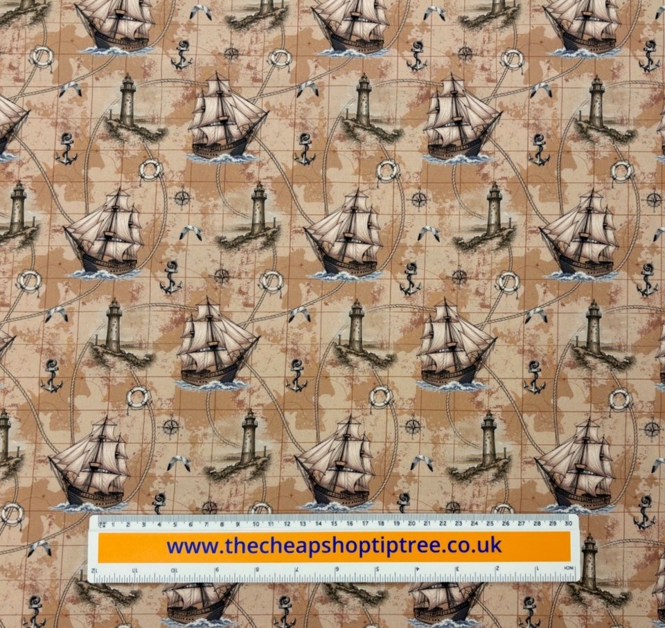 Seaside Cotton Fabric Mixed Ocean Nautical Sea Beach Patchwork Craft ...