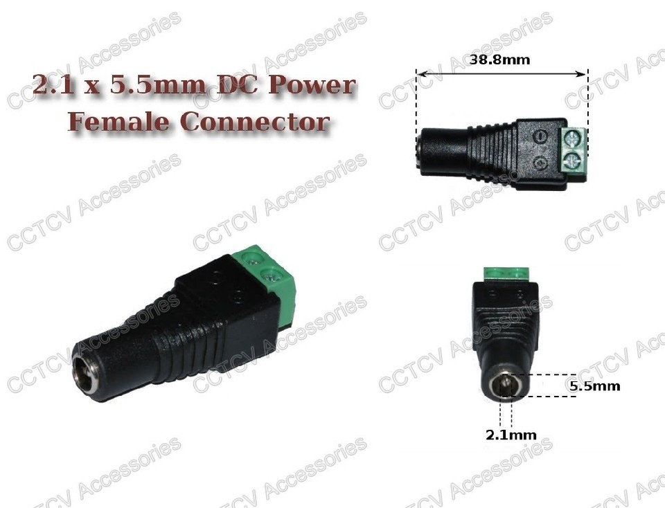 Lot of 100pcs 2.1 x 5.5mm DC Power Female Plug Jack Adapter Connector ...