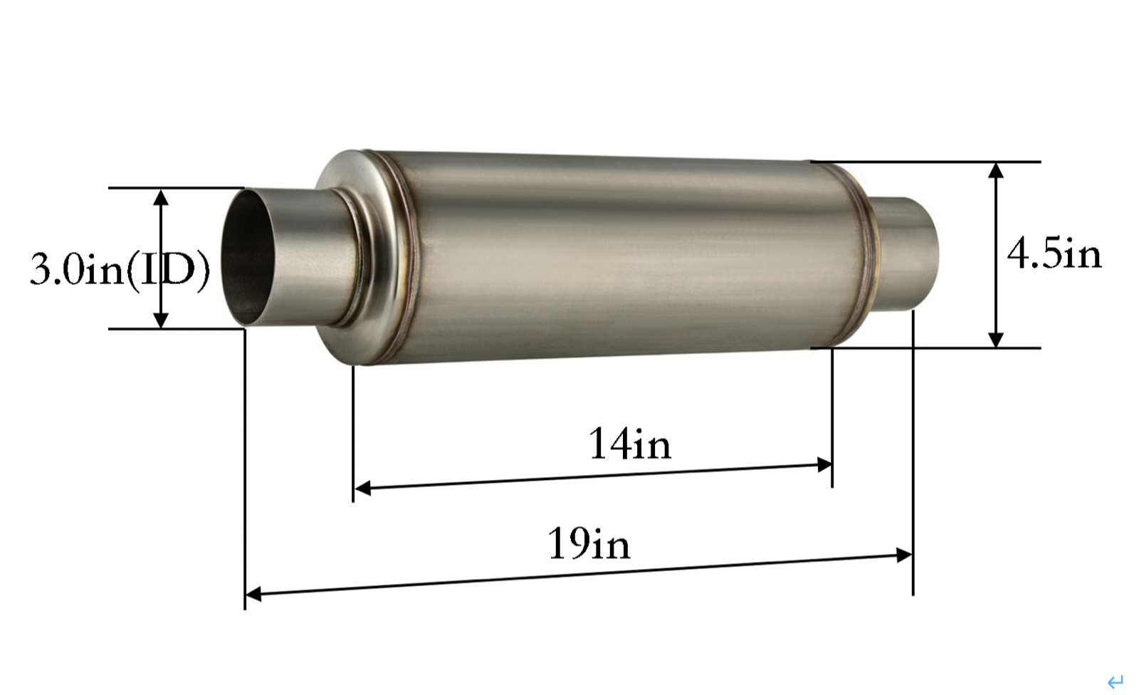 3.0''In/Out Exhaust Muffler Hi-Flow Straight Through Design 4.5" Round ...