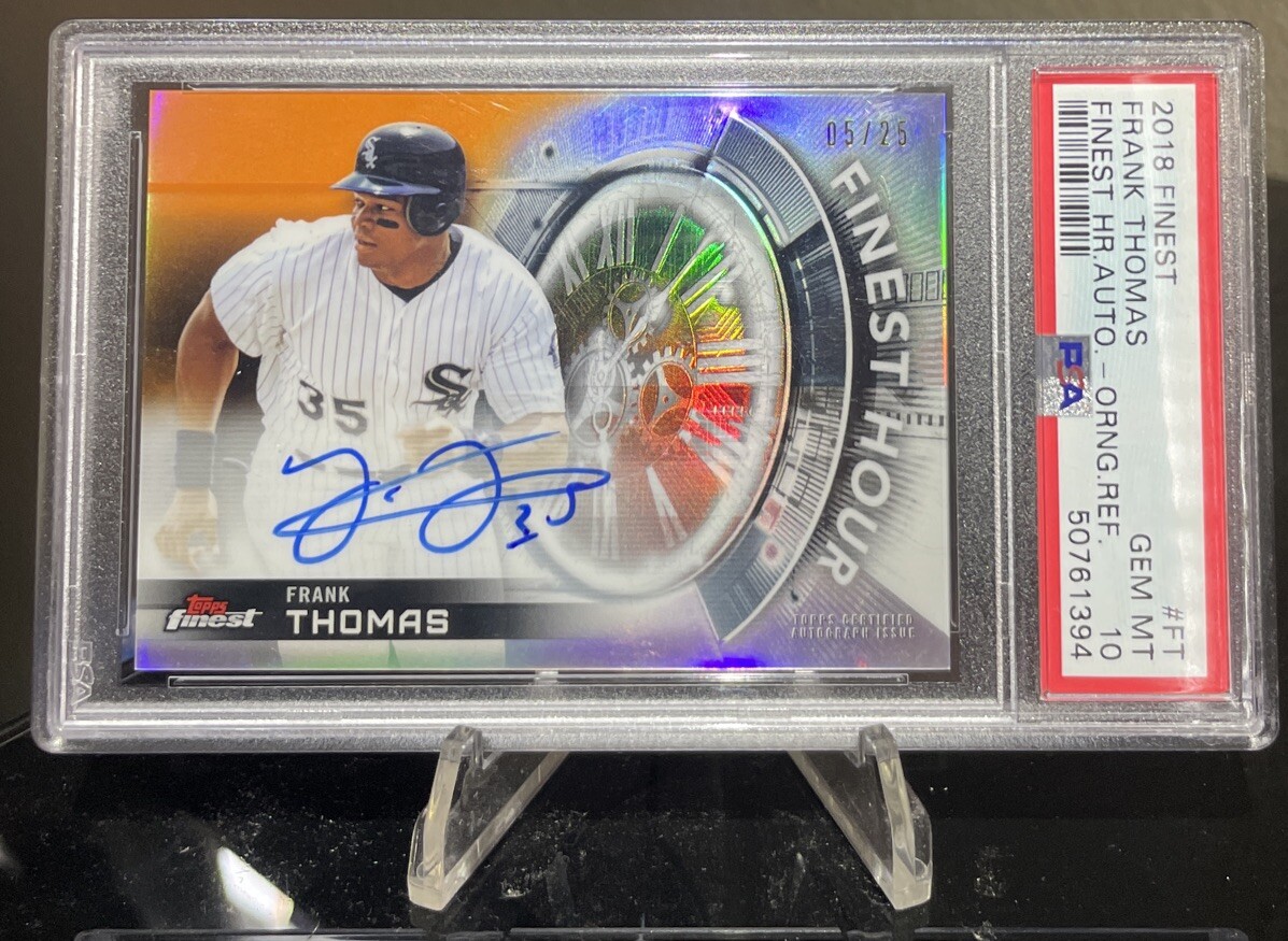 2018 Topps Finest Frank Thomas Finest Hour Orange Refractor Auto PSA ...