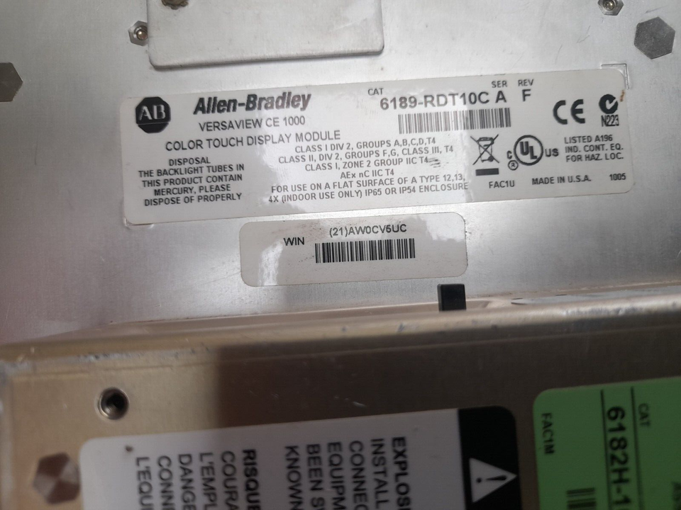 Allen-Bradley VersaView CE 1000H HMI 6189-RPH logic module 6189-RDT10C ...