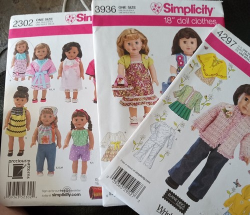 Simplicity 2302 4297 3936 Doll Clothes Lot Fits American Girl Uncut | eBay