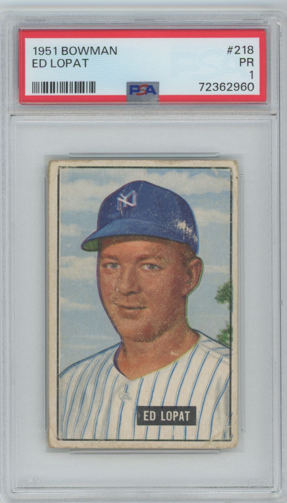 1951 Bowman Ed Lopat PSA 1 #218 New York Yankees (JM) | eBay